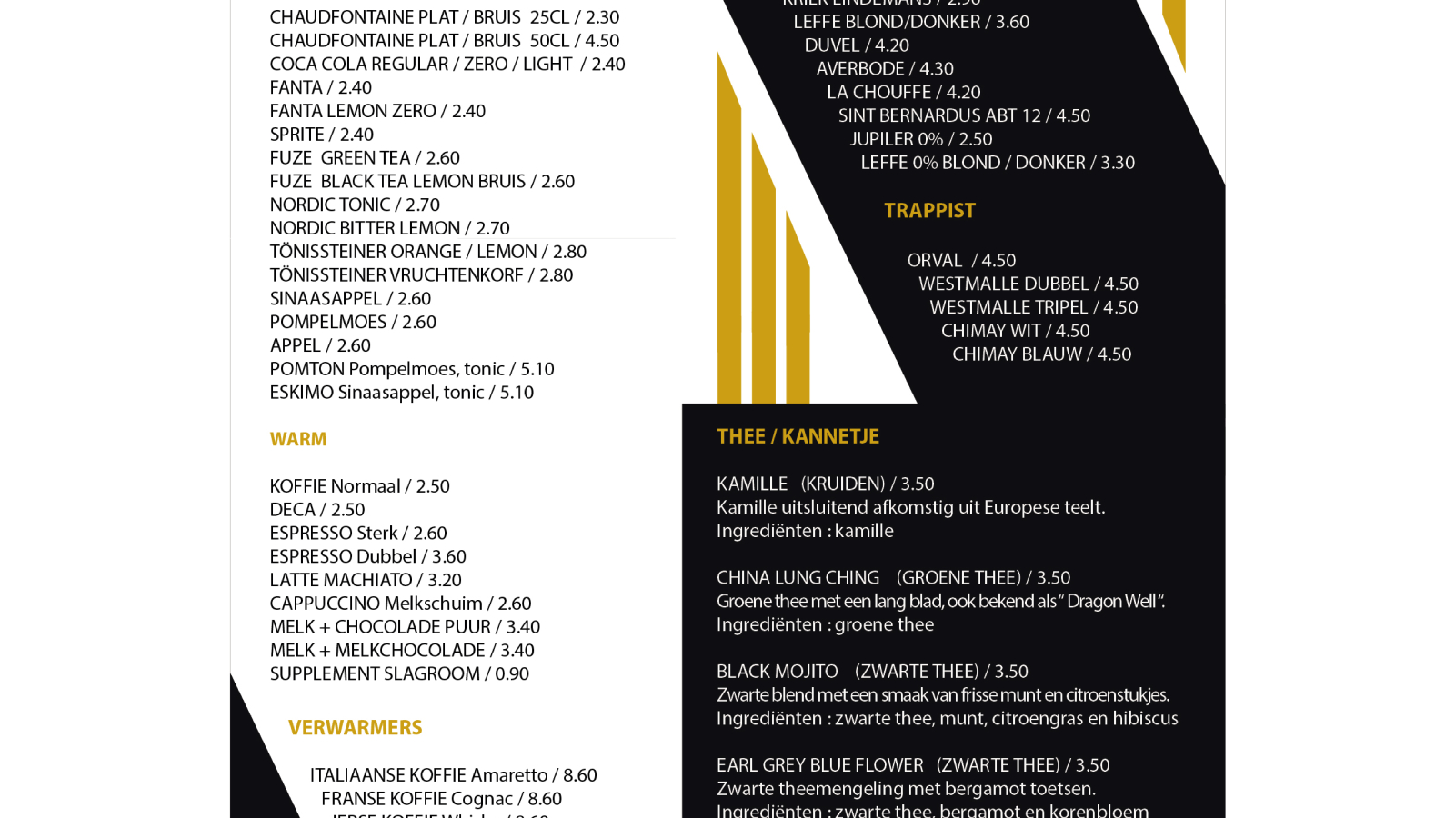 Vaste menukaart | OKER Tasting Room